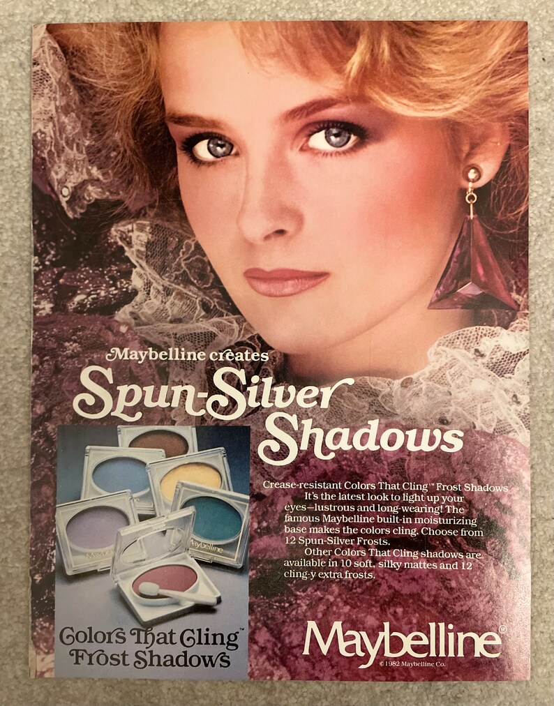 Vintage 1980s Maybelline Makeup 80s Eyeshadow Make up Magazine Page Ad ...