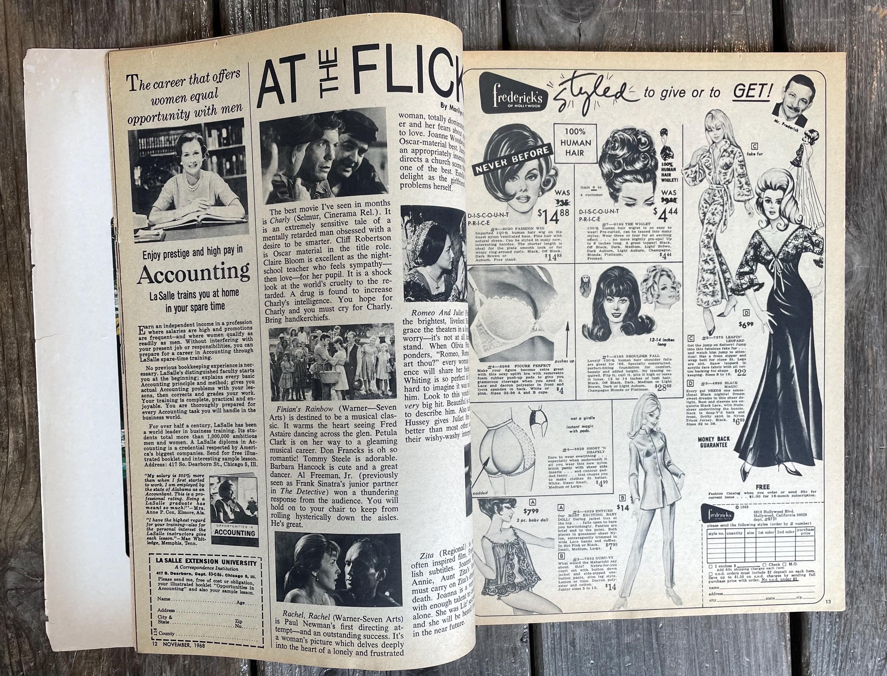Vintage 1960s Magazine Movie Life 1968 Clothing Ad Liz Taylor 60s Retro ...