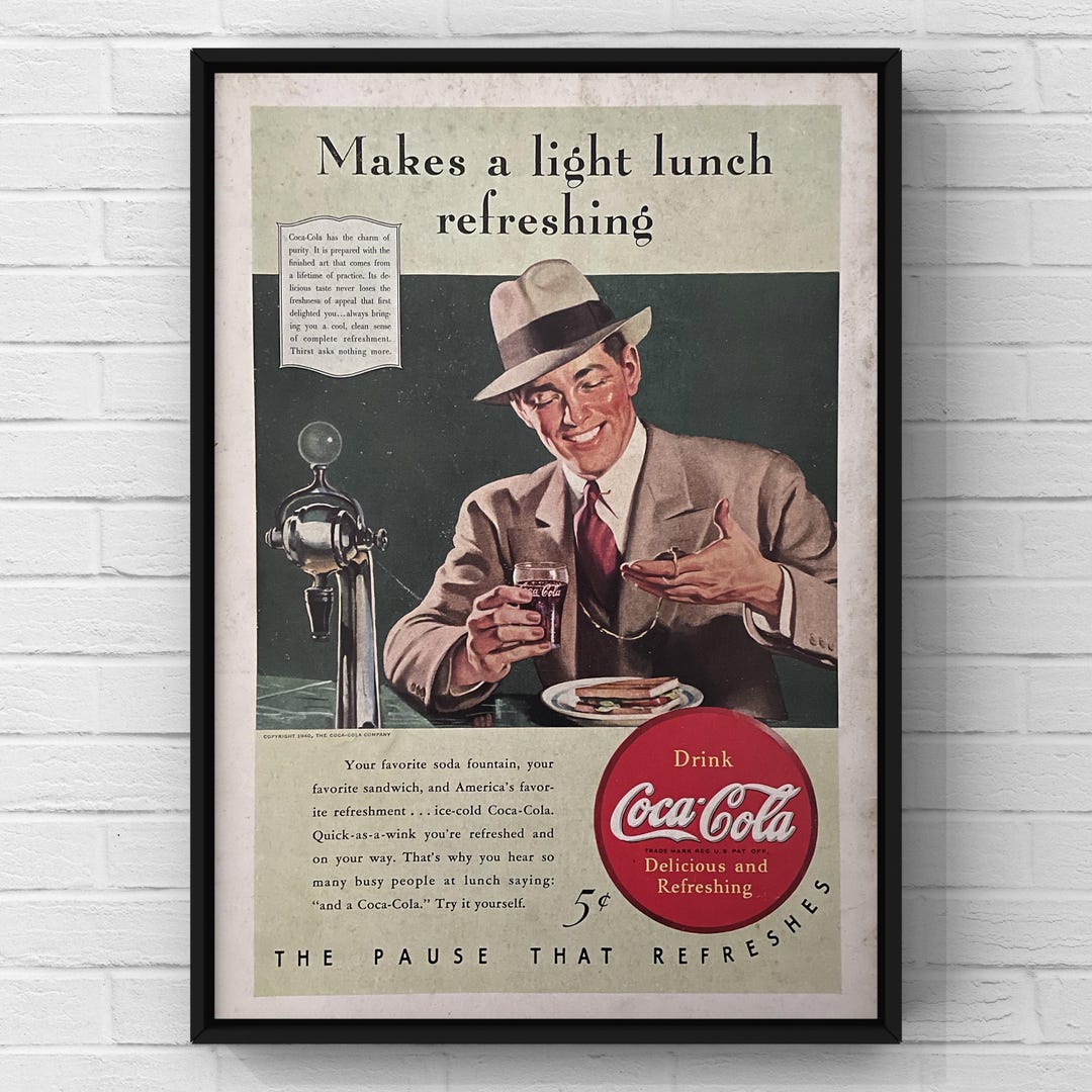 Vintage 1940s Coke Coca Cola Pop 40s Magazine Page Ad Poster Paper ...