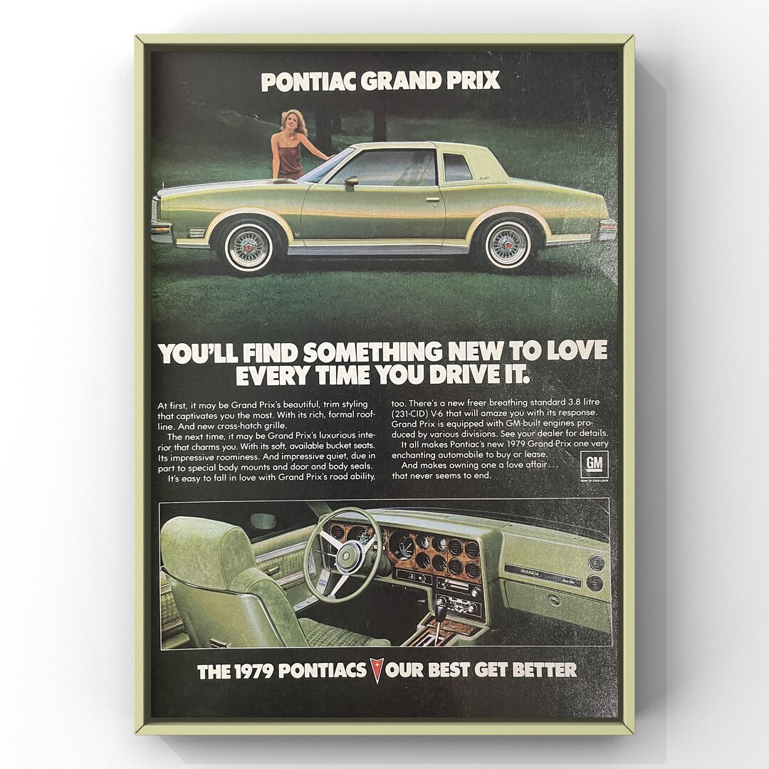 Vintage 1970s Pontiac Grand Prix Classic Green Car Garage 70s 1979 ...