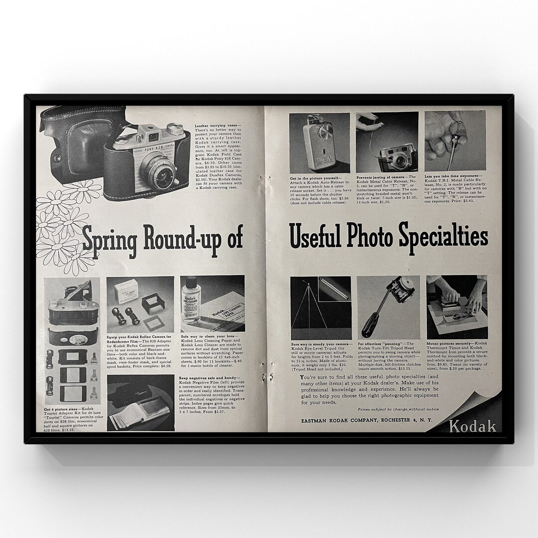 Vintage 1950s Kodak Cameras 50s Photography Eastman 2 Page Folded ...