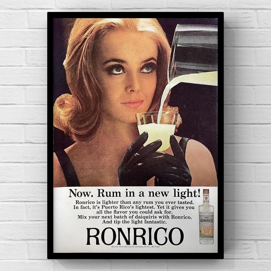 Vintage 1960s Ron Rico White Rum Alcohol Bar 60s Magazine Page Ad ...