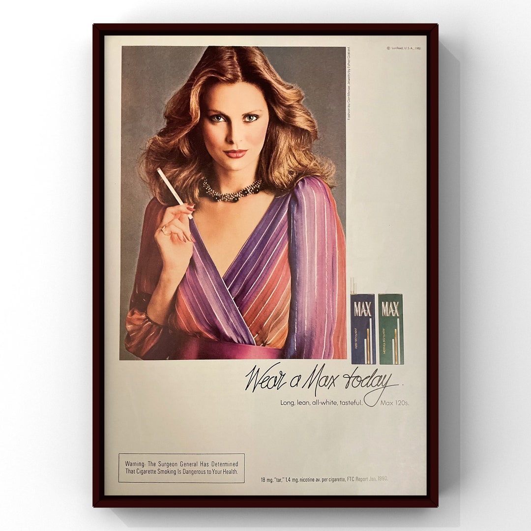 Vintage 1980s Max Cigarettes 80s Tobacco Woman Magazine Ad Poster Paper ...