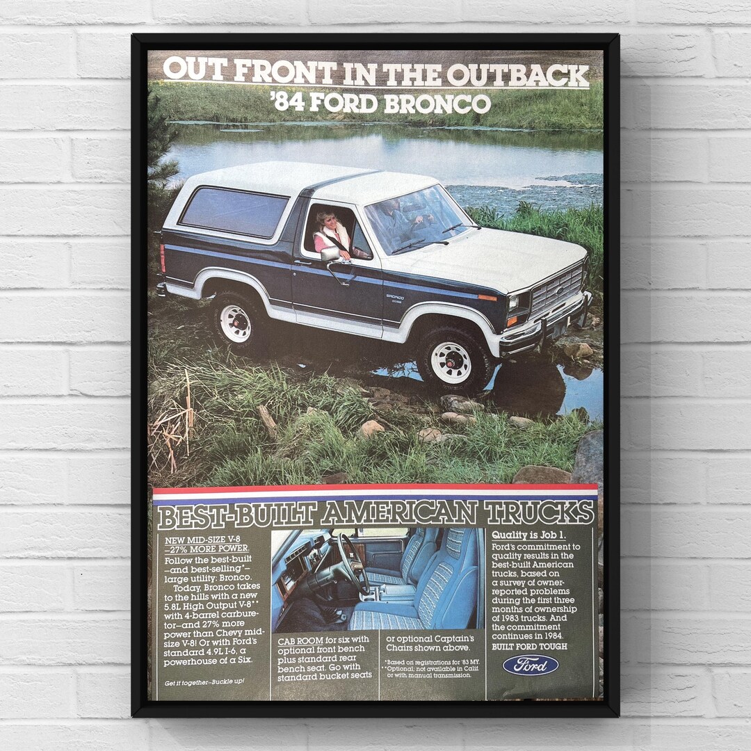 Vintage 1980s Ford Bronco 84 Car 80s Magazine Page Ad Poster Print Wall ...