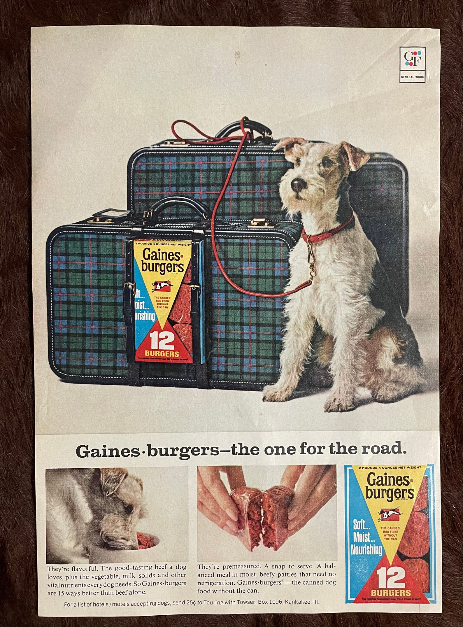 Vintage 1960s Gaines Burgers Dog Pet Ad Poster Print Retro 60s - Etsy