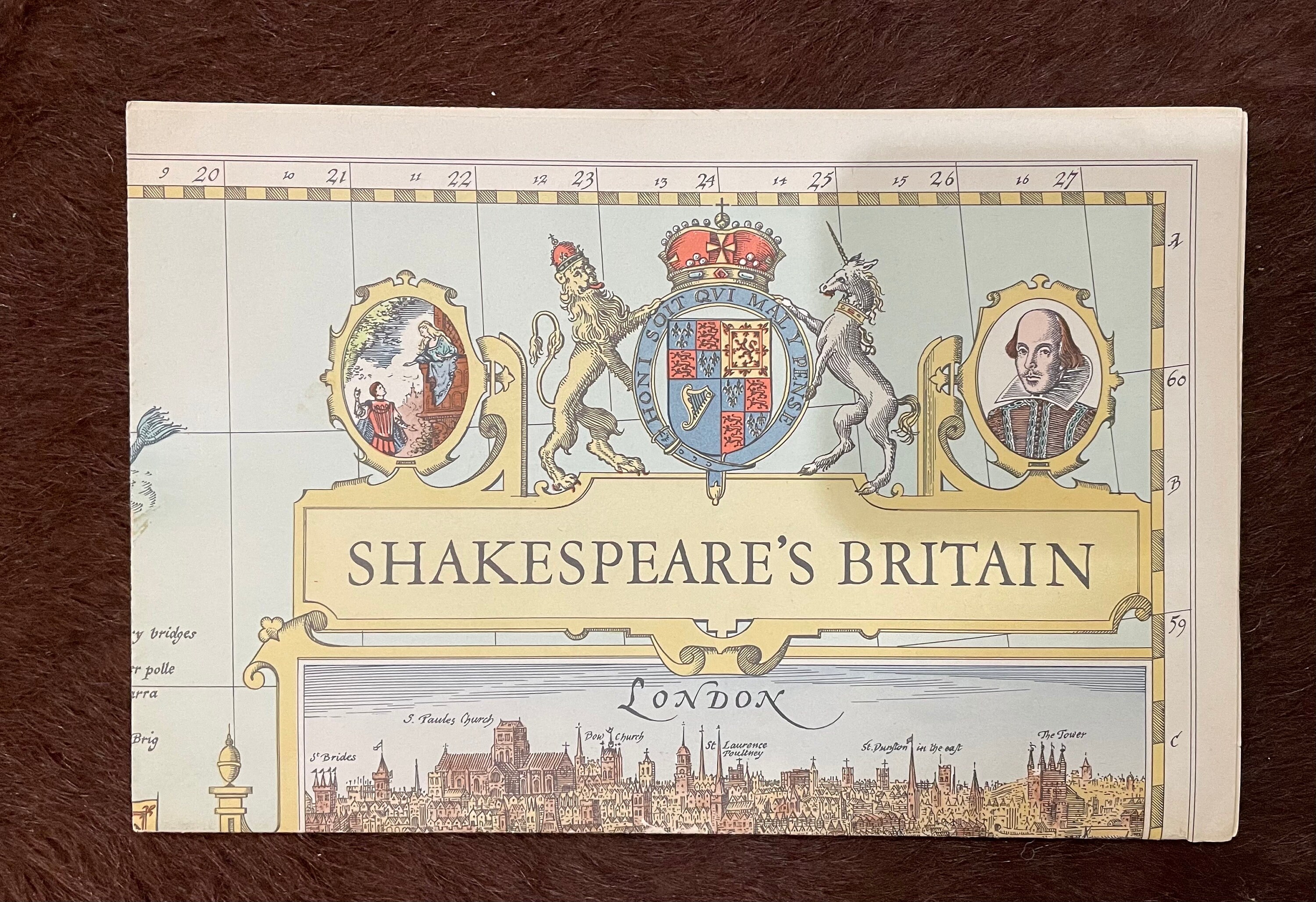 Vintage 1960s Map of Shakespeares Britain 60s Maps Geography ...