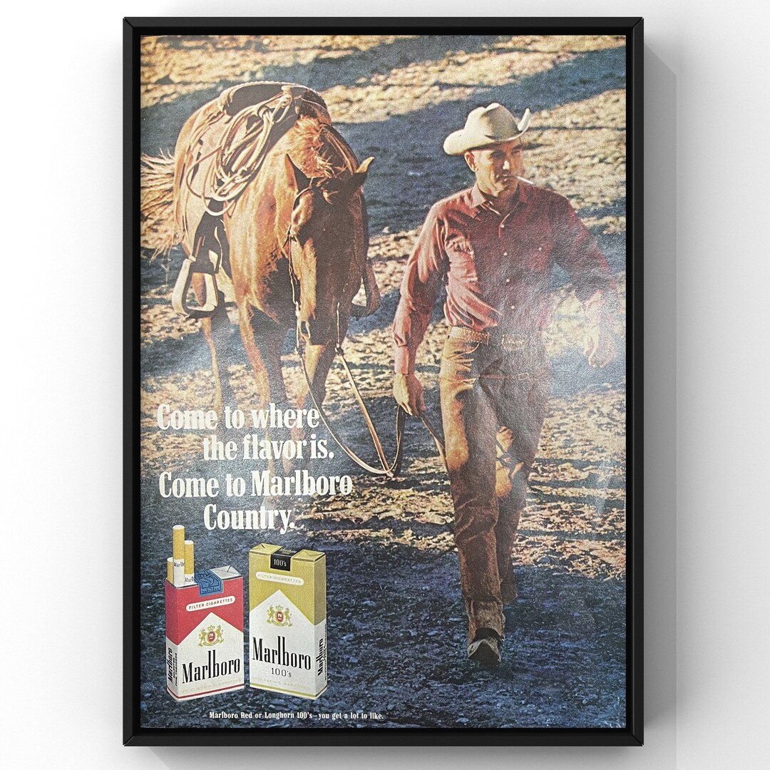 Vintage 1970s Marlboro Cigarettes 70s Cowboy Western Magazine Page Ad ...