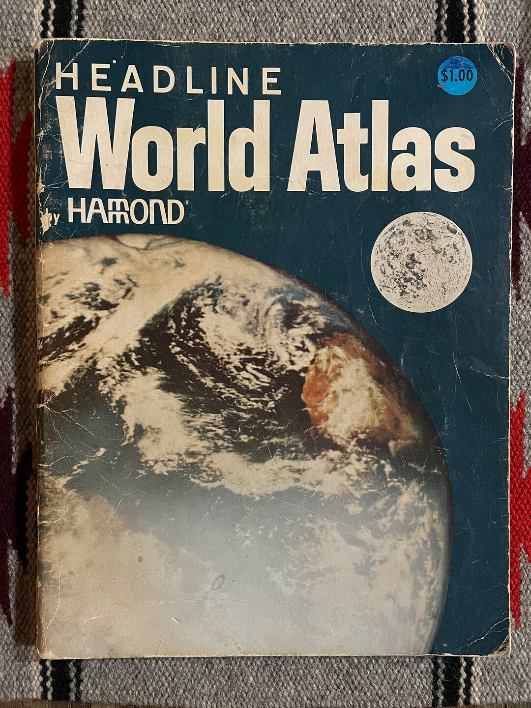 Vintage 1960s World Atlas 60s Soft Cover Book Maps Earth Moon Map ...