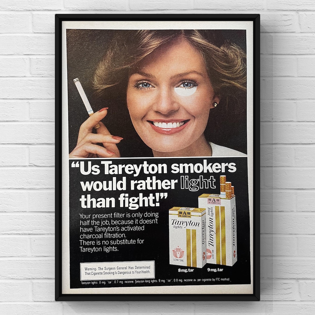 Vintage 1970s Tareyton Cigarettes Tobacco 70s Magazine Page Ad Poster ...