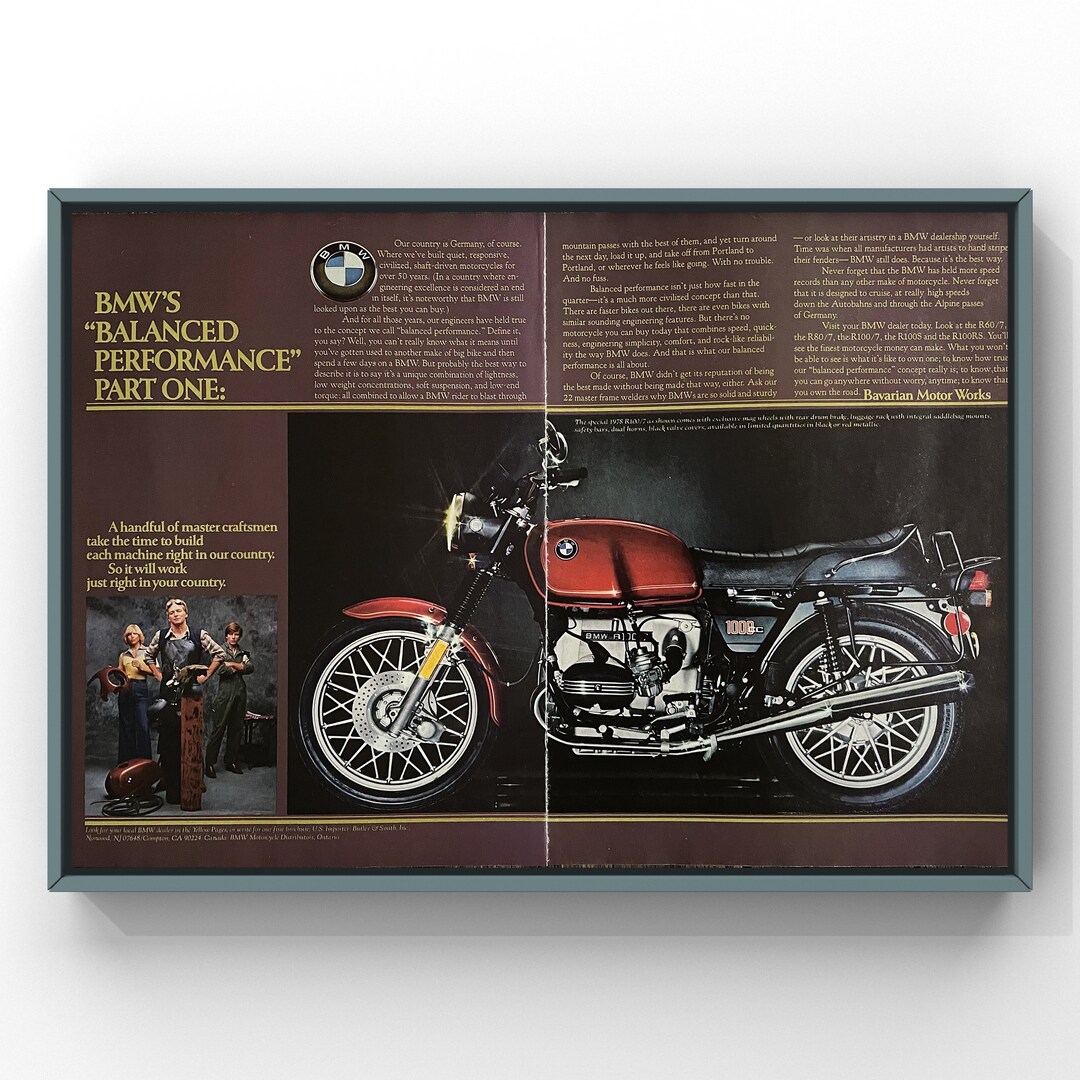 Vintage 1970s BMW R100/7 Bike 2 Page Motorcycle Magazine Ad Poster ...
