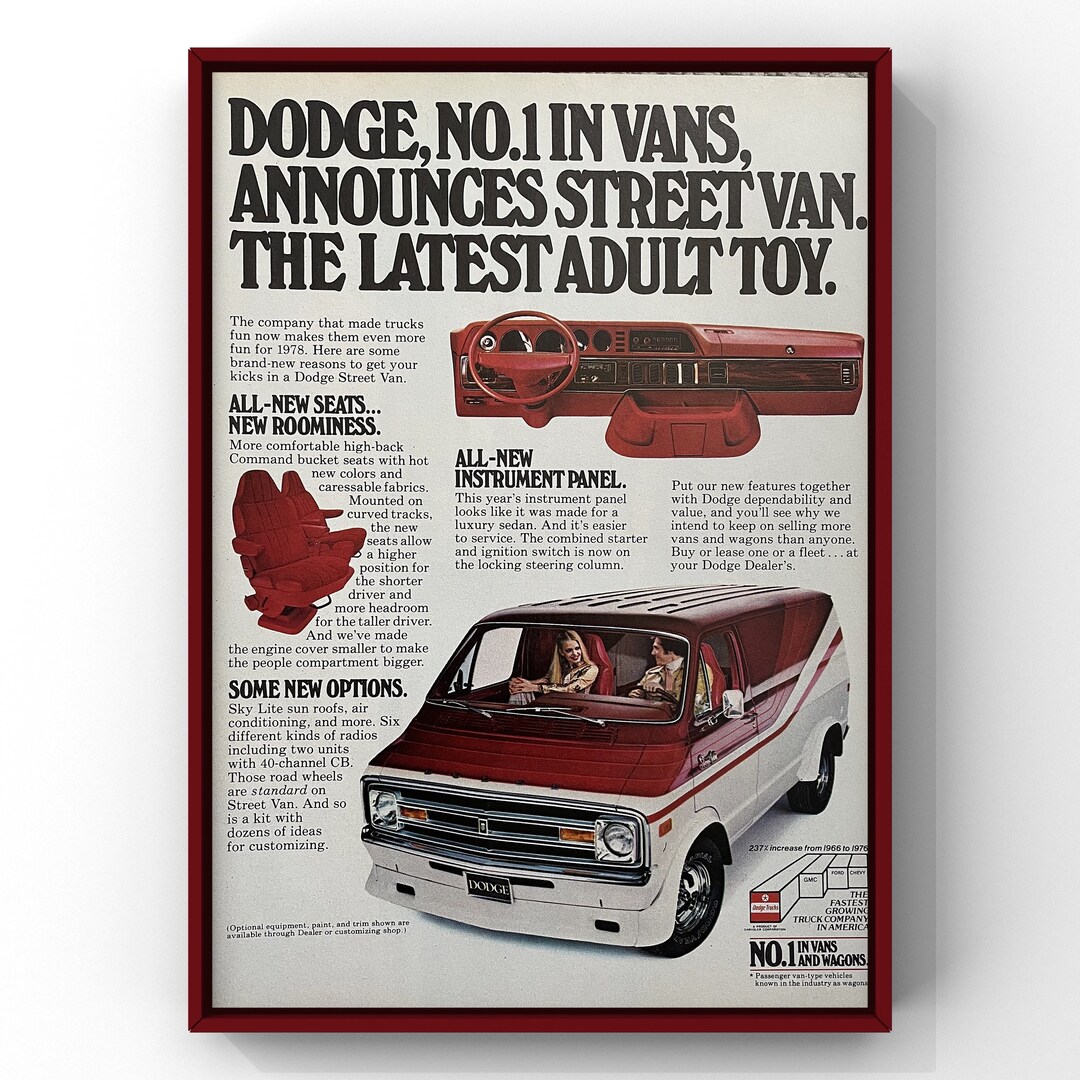 Vintage 1970s Dodge Van Truck Car 70s Magazine Page Ad Poster Paper ...