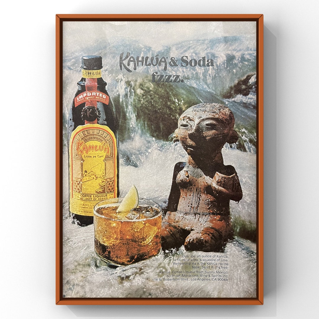 Vintage 1980s Kahlua Rum Liquor Cafe Ad Poster Print Alcohol Bar Home ...