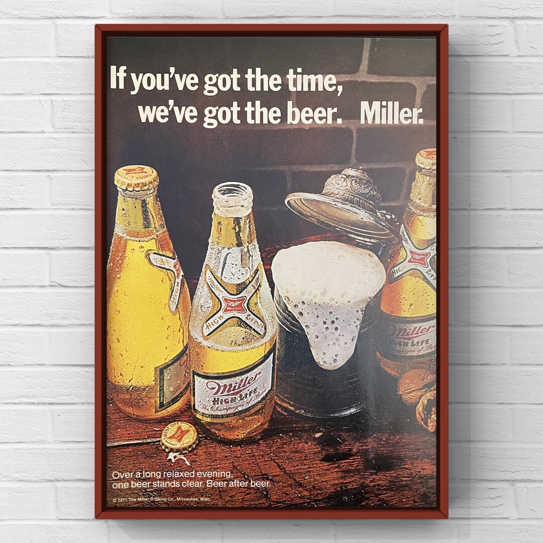 Vintage 1970s Miller High Life Beer 70s Bar Alcohol Magazine Ad Poster ...