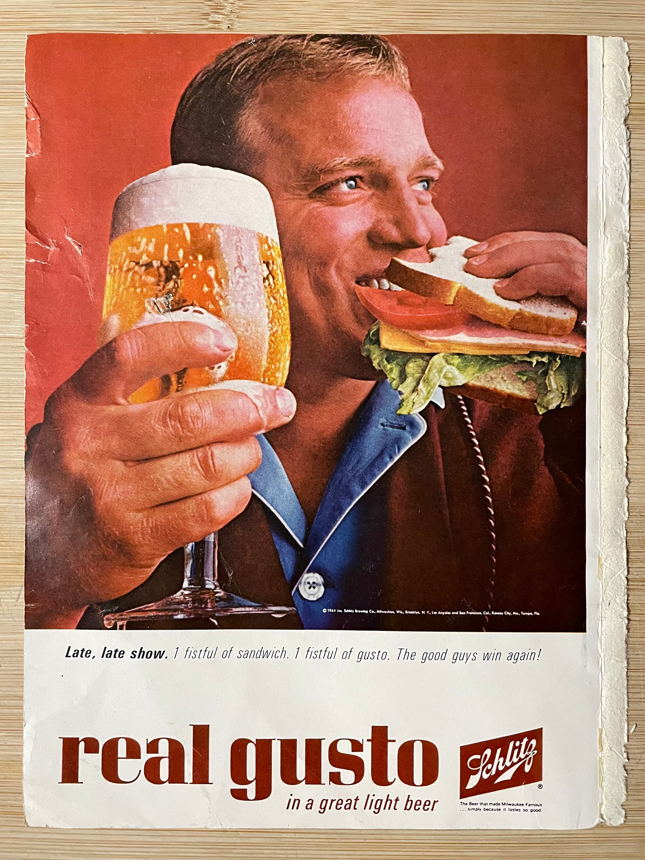 Vintage 1960s Schlitz Beer Alcohol Magazine Ad Poster Print - Etsy
