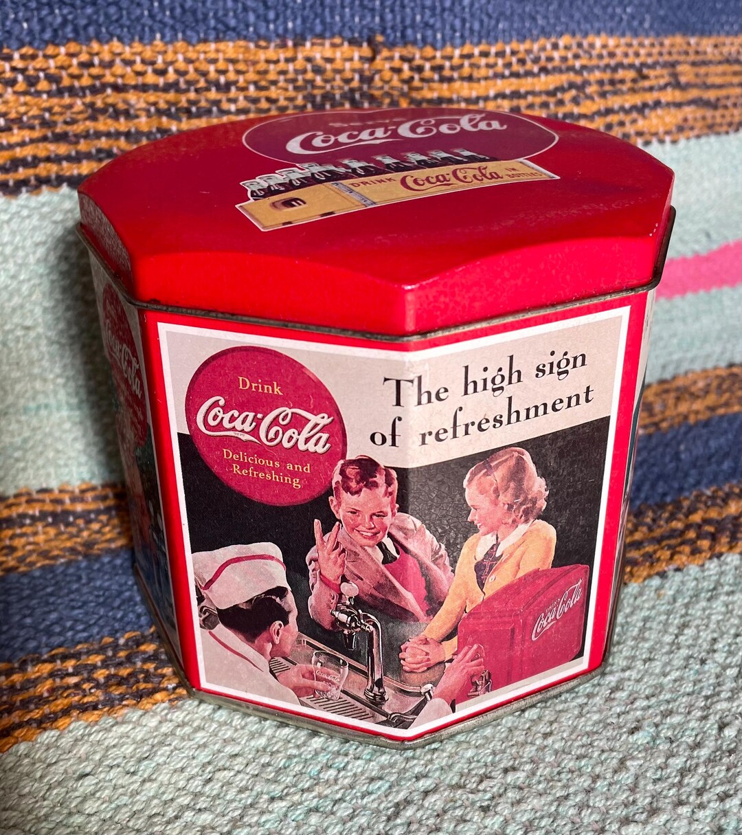 Vintage 1990s Coca Cola Coke Empty Tin 90s Storage Box Tea Canister ...