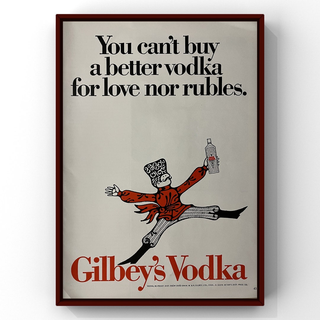 Vintage 1960s Gilbey’s Vodka Alcohol Bar Cocktail 60s Russia Magazine ...