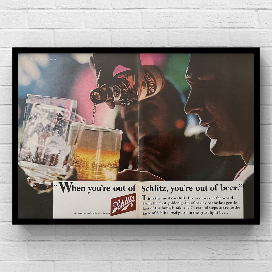 Vintage 1960s Schlitz Beer Alcohol Bar 60s Real Gusto Magazine 2 Page ...