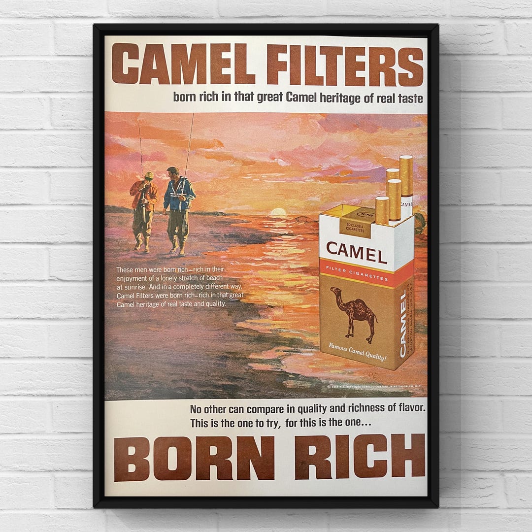 Vintage 1960s Camels Tobacco Cigarettes 60s Beach Magazine Ad Poster ...