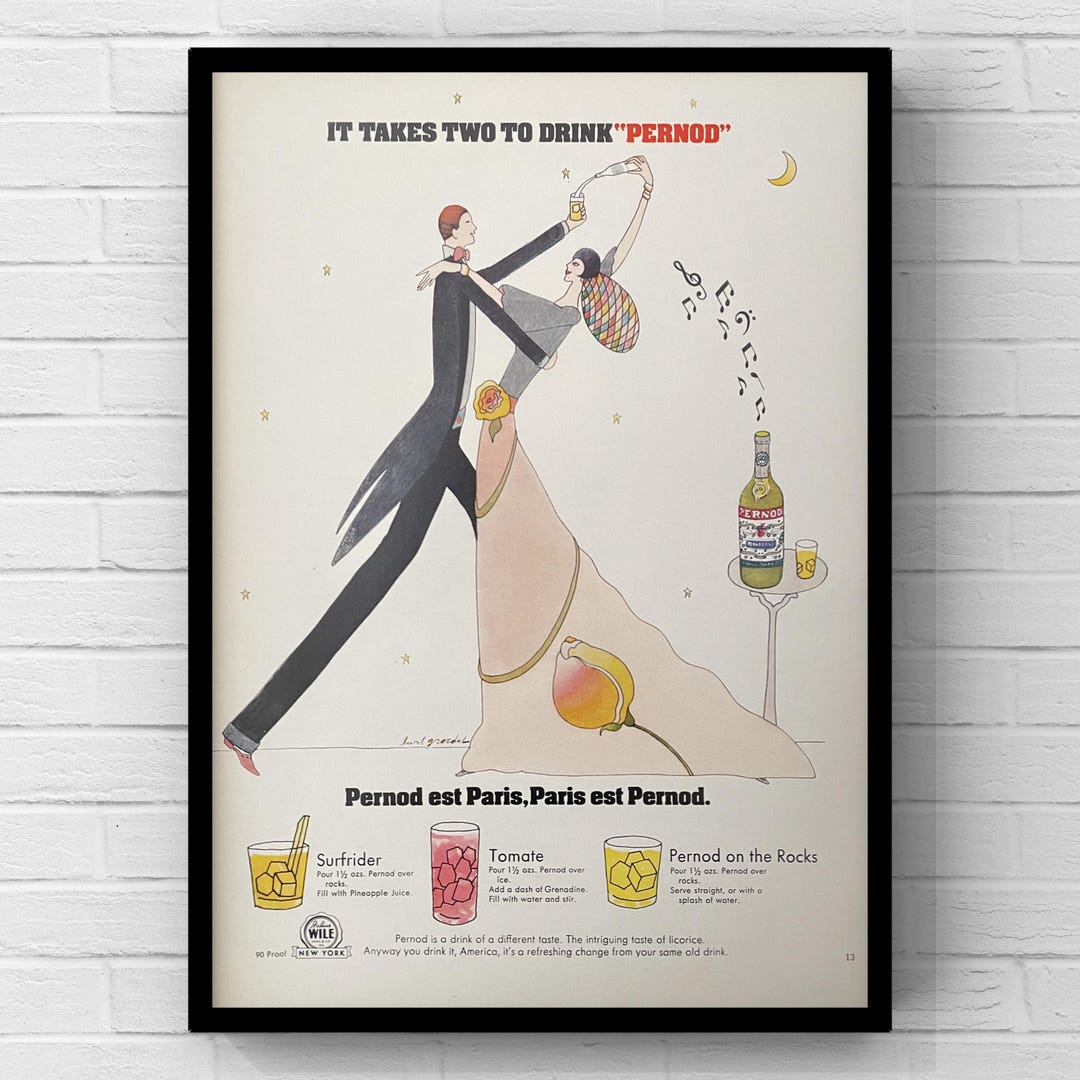 Vintage 1970s Pernod Alcohol 70s Liqueur Paris Bar Cocktail Magazine ...