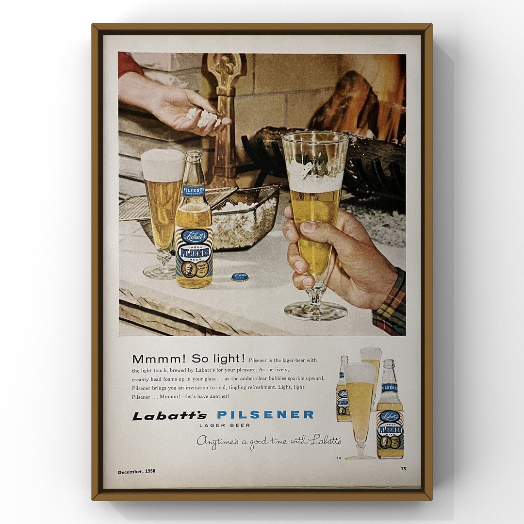 Vintage 1950s Labatts Pilsner Lager Beer Bar 50s Magazine Ad Poster ...
