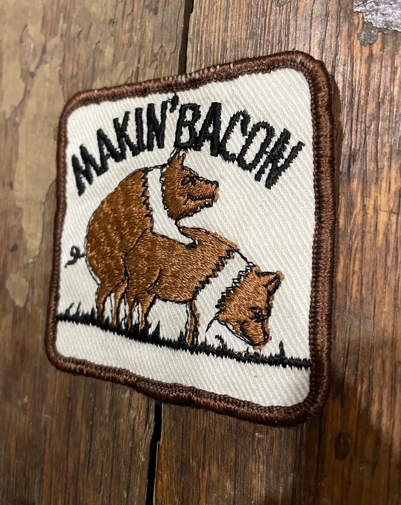 Vintage 1970s Makin’ Bacon / Fly United Geese Funny Pigs Sew on 2 Patch ...