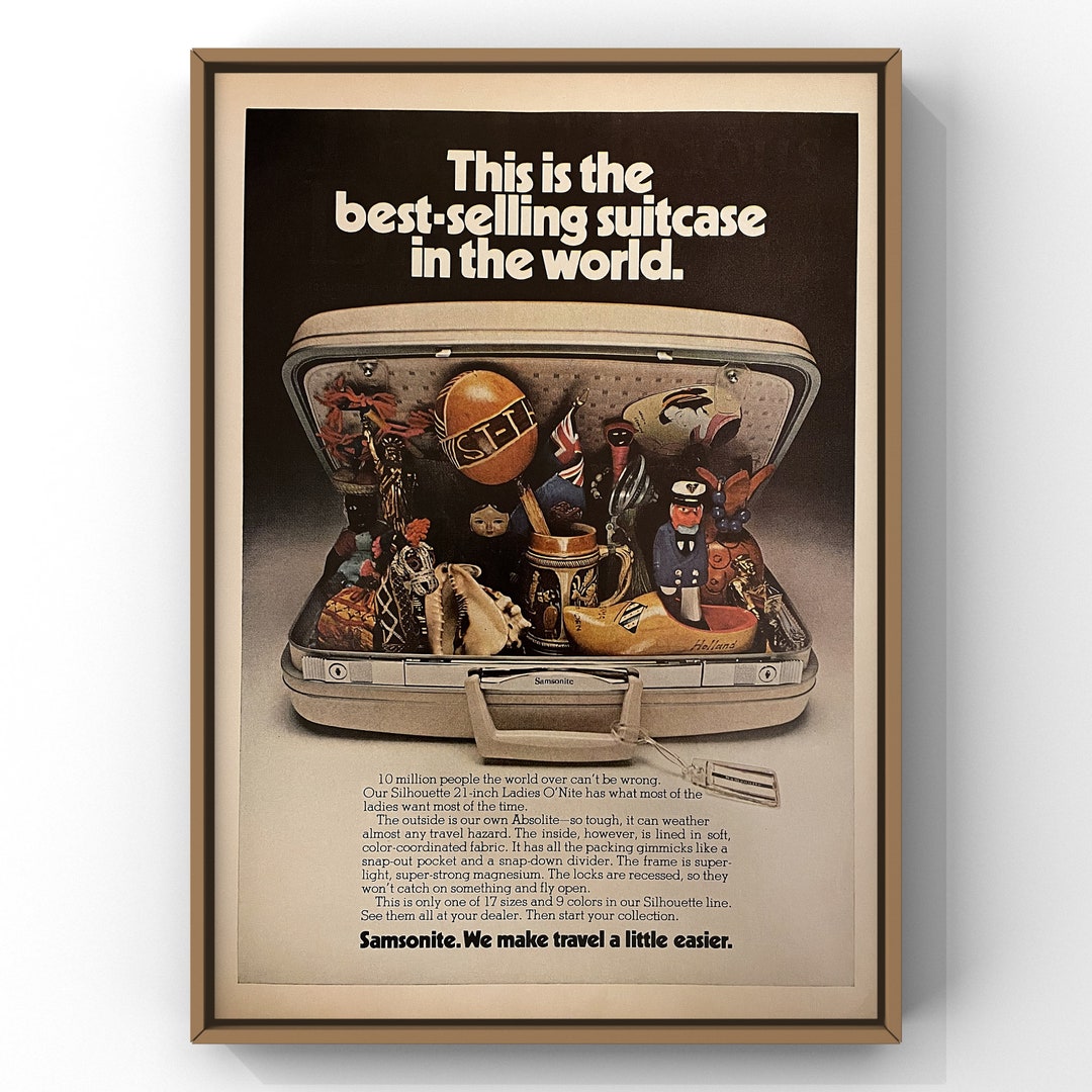 Vintage 1970s Samsonite Luggage Suitcase 70s Magazine Ad Poster Paper ...