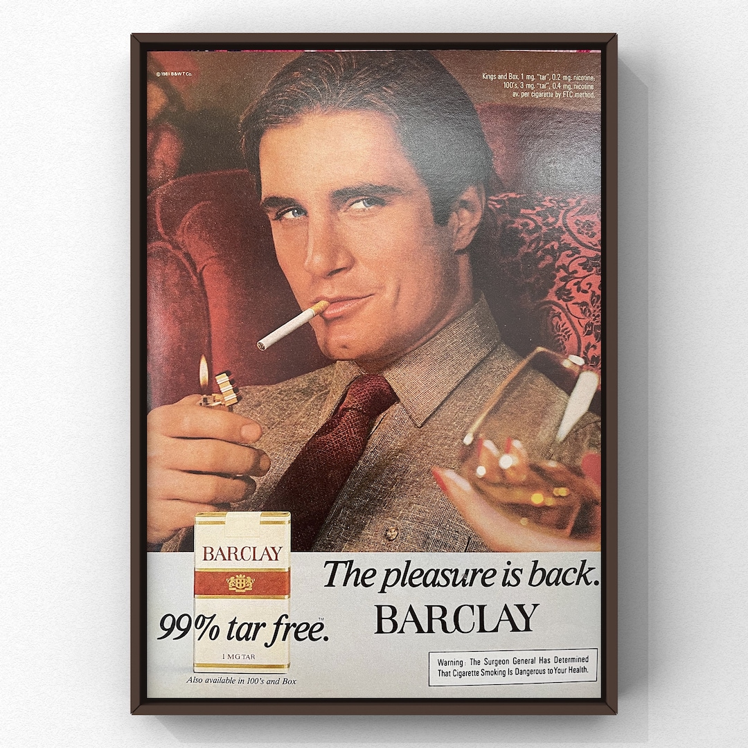 Vintage 1980s Barclay Cigarettes 80s Tobacco Magazine Page Ad Poster ...