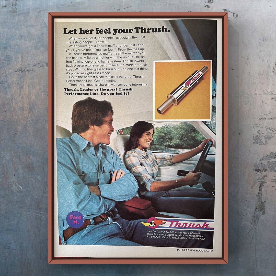 Vintage 1970s Hush Thrush Car Muffler 70s Magazine Page Ad Poster Paper ...