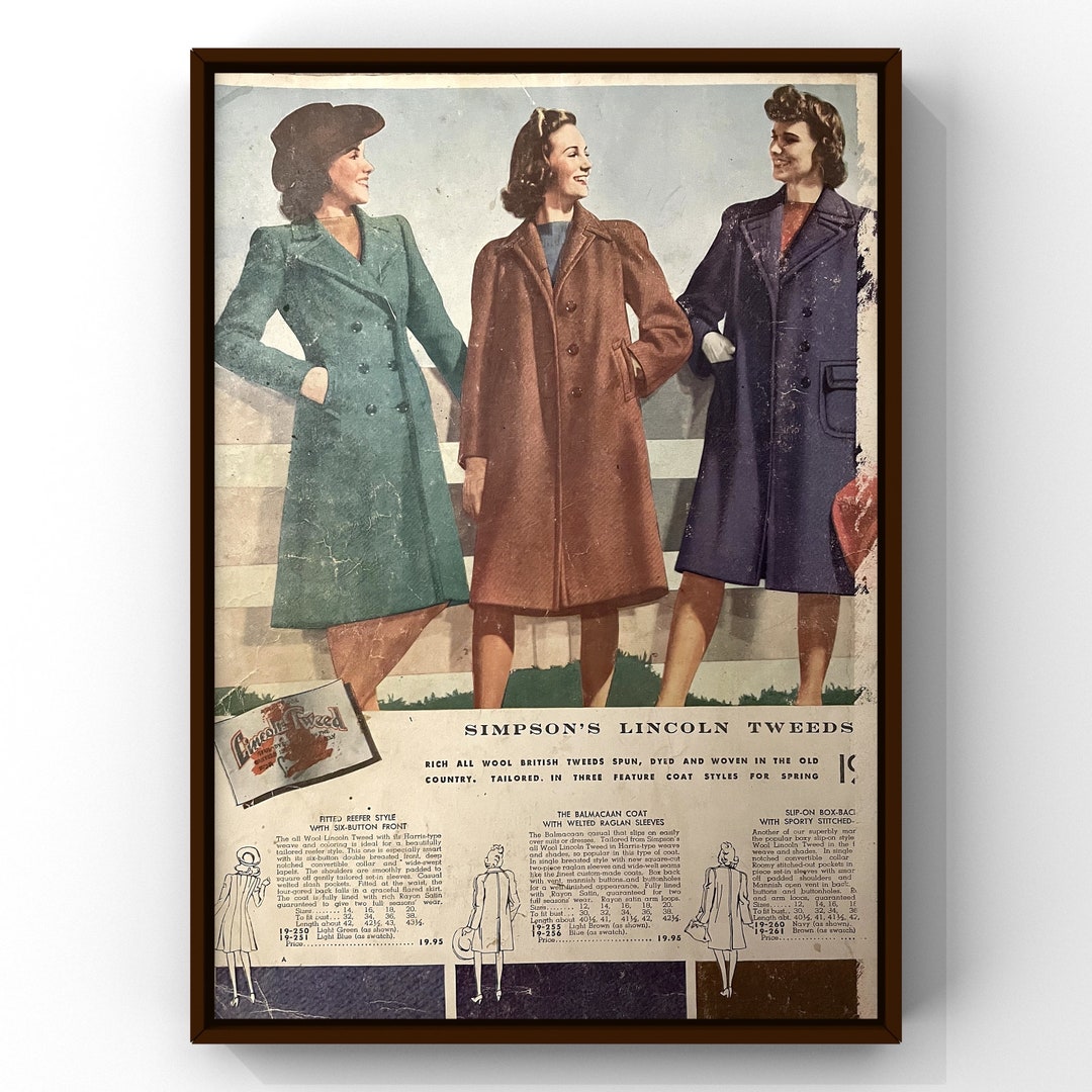 Vintage 1940s Cataloge Page 40s Lincoln Tweeds Coats Womans Clothing ...