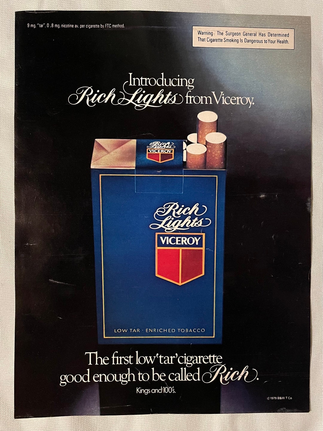 Vintage 1970s Viceroy Cigarettes Poster Ad Print Retro 70s - Etsy