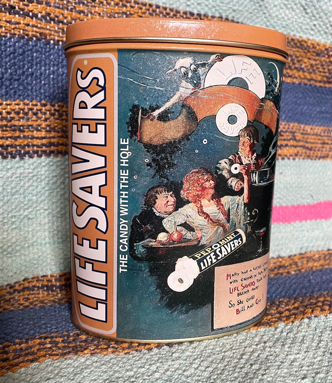 Vintage 1980s LIFESAVERS Empty Tin Storage Box Tea Canister Home Decor ...