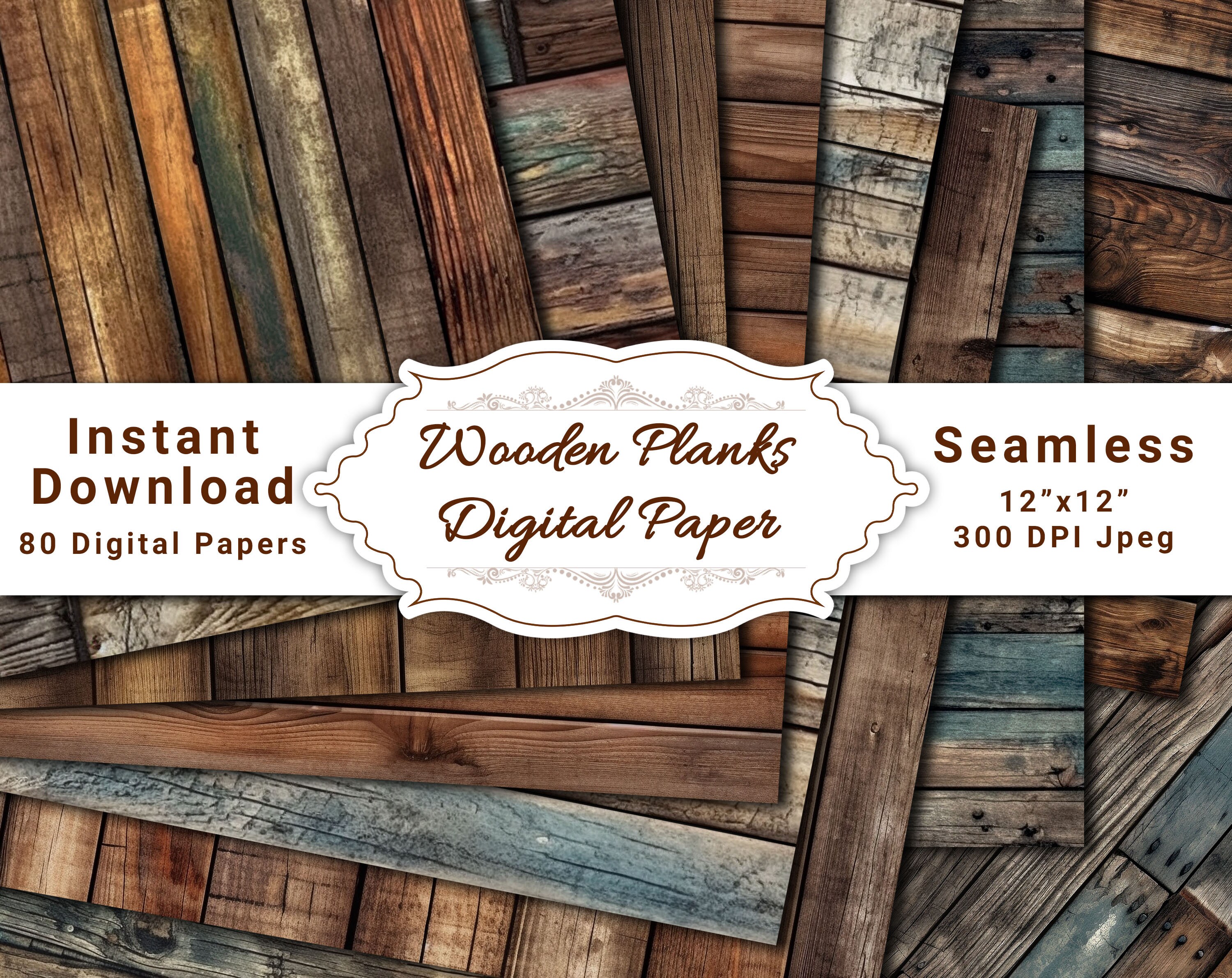 Wood Digital Papers, Seamless Wood Textures Digital Paper, Rustic Wood ...
