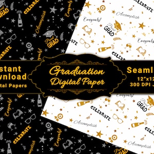 Seamless Graduation Digital Paper Backgrounds, Printable Digital Paper ...