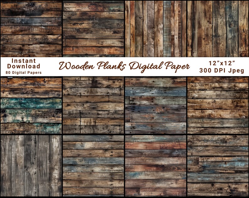 Wood Digital Papers, Seamless Wood Textures Digital Paper, Rustic Wood ...