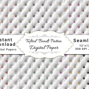 Tufted Beads Pattern Digital Paper-quilted Backgrounds, Tufted Digital ...