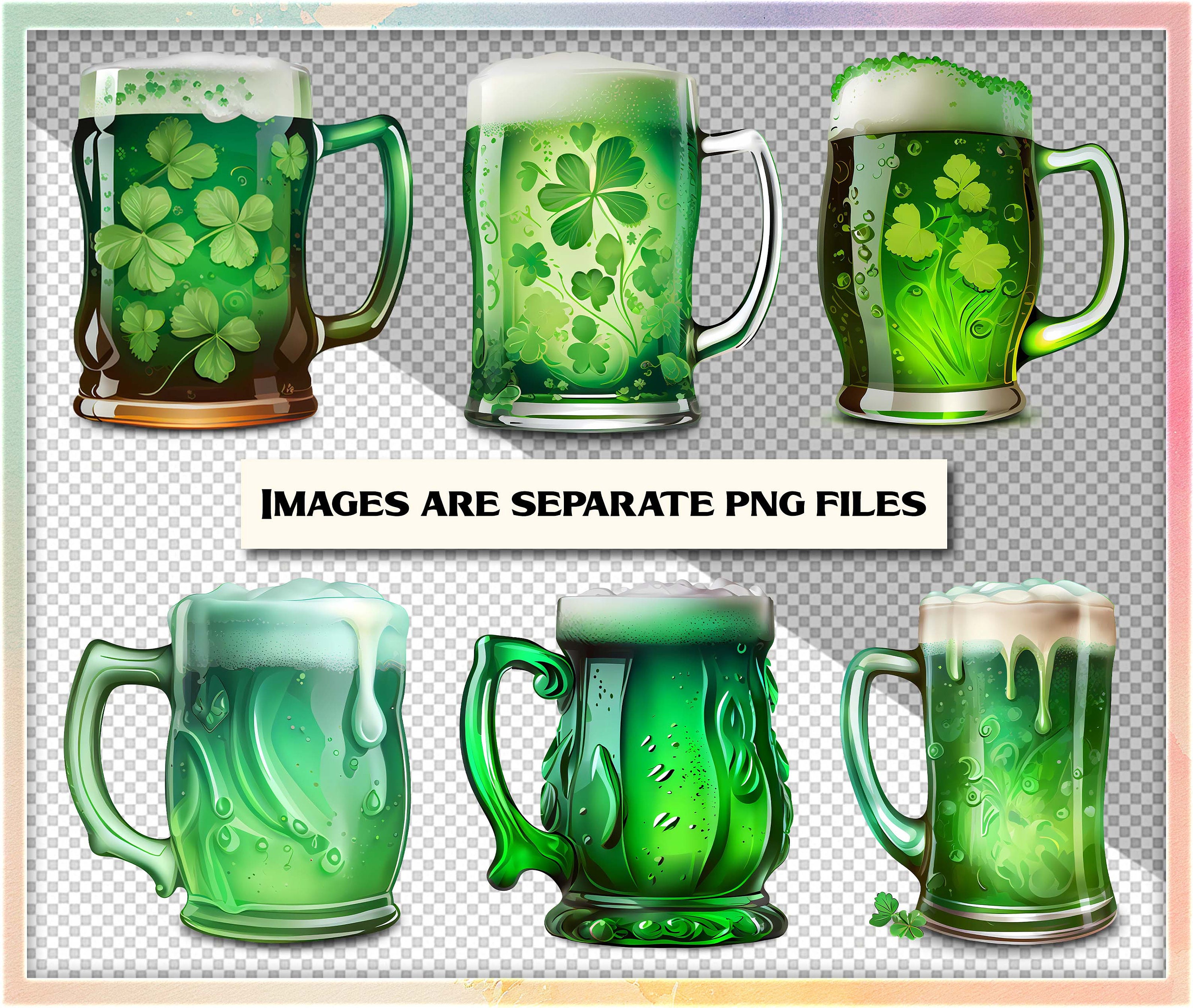 6 Lucky Sips Green Beer Mug Clip Art, Sublimation, Transparent PNG ...