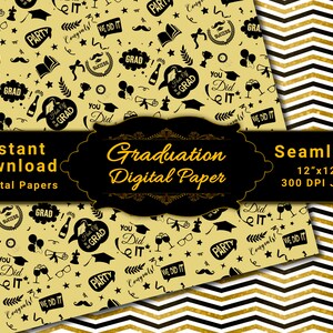 Seamless Graduation Digital Paper Backgrounds, Printable Digital Paper ...