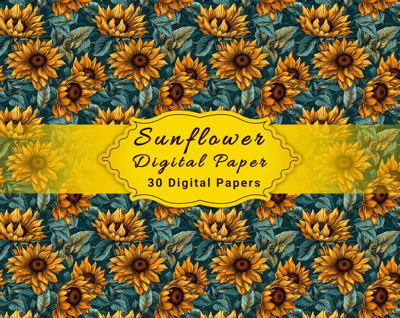 Sunflower Digital Paper, Printable Papers, Digital Scrapbook Paper ...