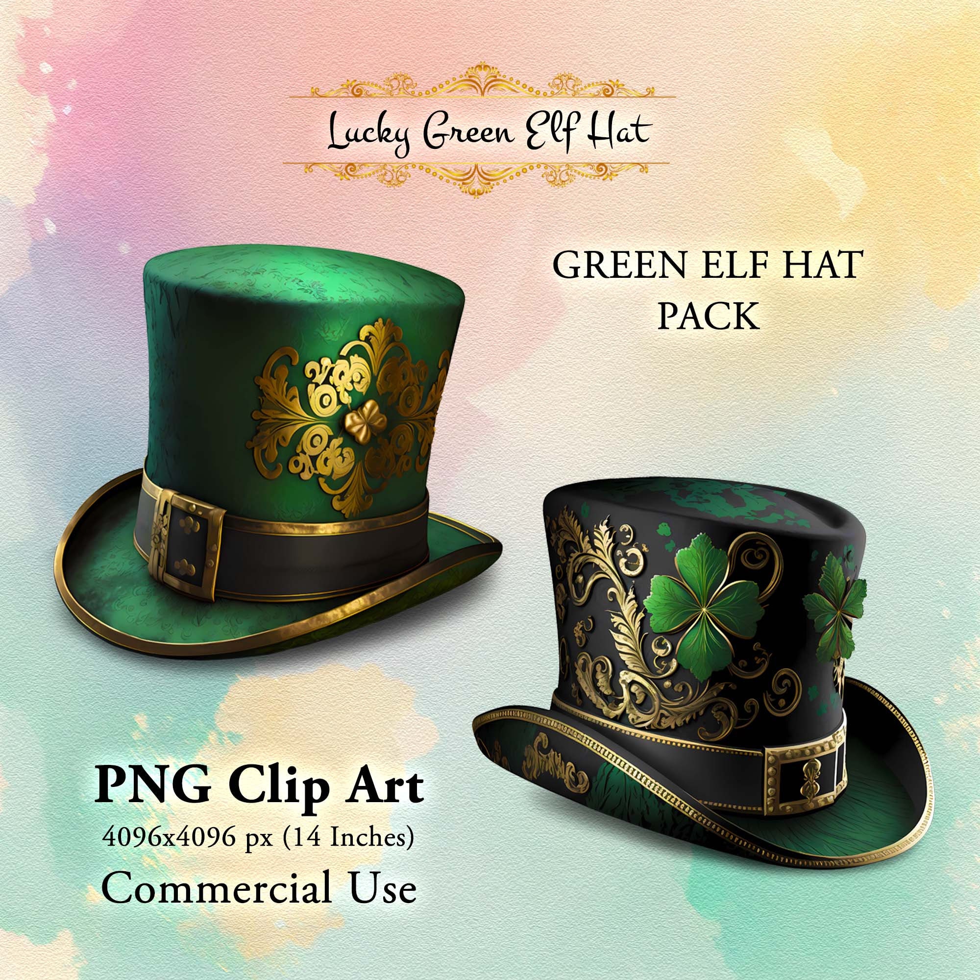 6 Lucky Green Elf Hat Clipart, Sublimation, Transparent PNG, Full ...