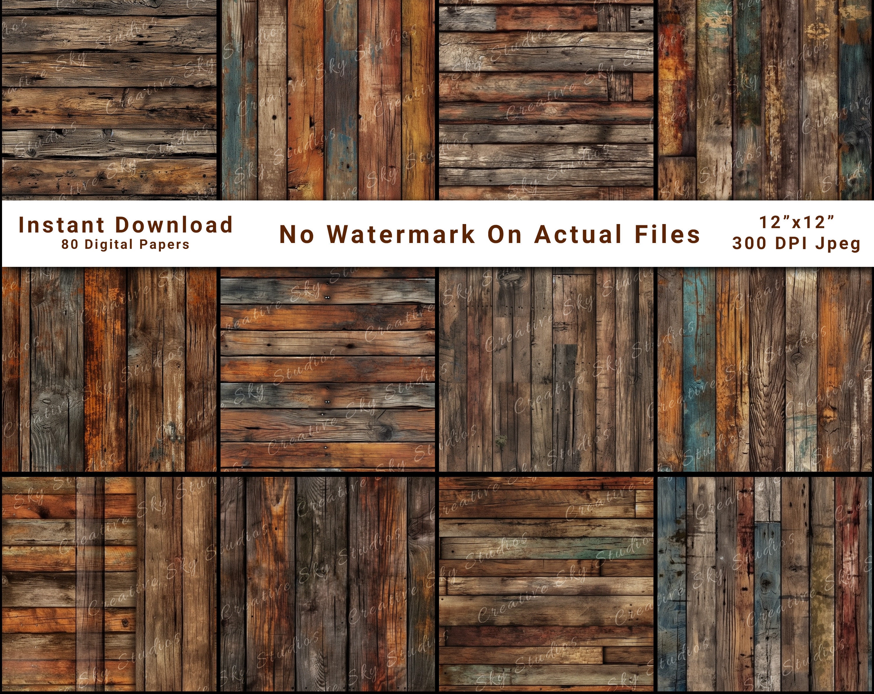 Wood Digital Papers, Seamless Wood Textures Digital Paper, Rustic Wood ...