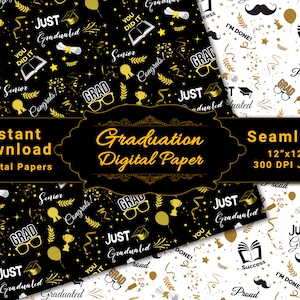 Seamless Graduation Digital Paper Backgrounds, Printable Digital Paper ...