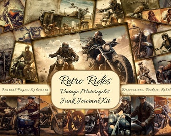 Vintage Motorcycles Junk Journal Kit Printable, Ephemera Pack ...