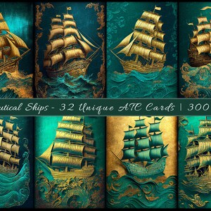Vintage Nautical Ship ATC, Ship Journal Cards, Ship Gift Tags, Nautical ...