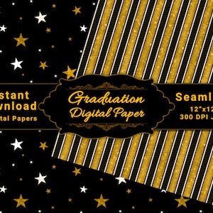 Seamless Graduation Digital Paper Backgrounds, Printable Digital Paper ...