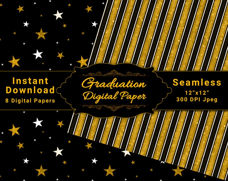 Seamless Graduation Digital Paper Backgrounds, Printable Digital Paper ...