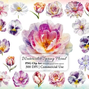 Printable Watercolor Spring Floral Clipart Bundle, Spring Clipart ...