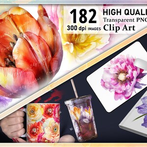 Printable Watercolor Spring Floral Clipart Bundle, Spring Clipart ...