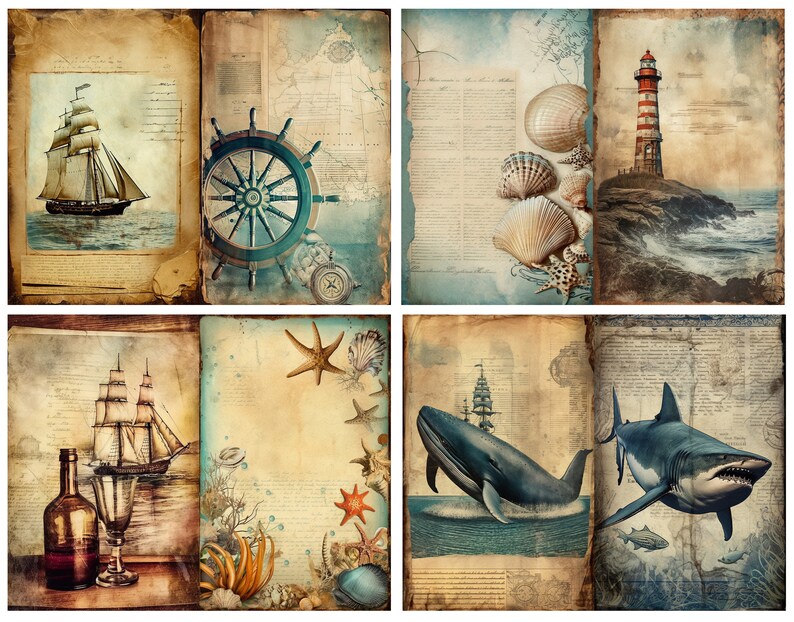 Nautical Junk Journal Kit Printable, Ephemera Pack, Journaling Supplies ...
