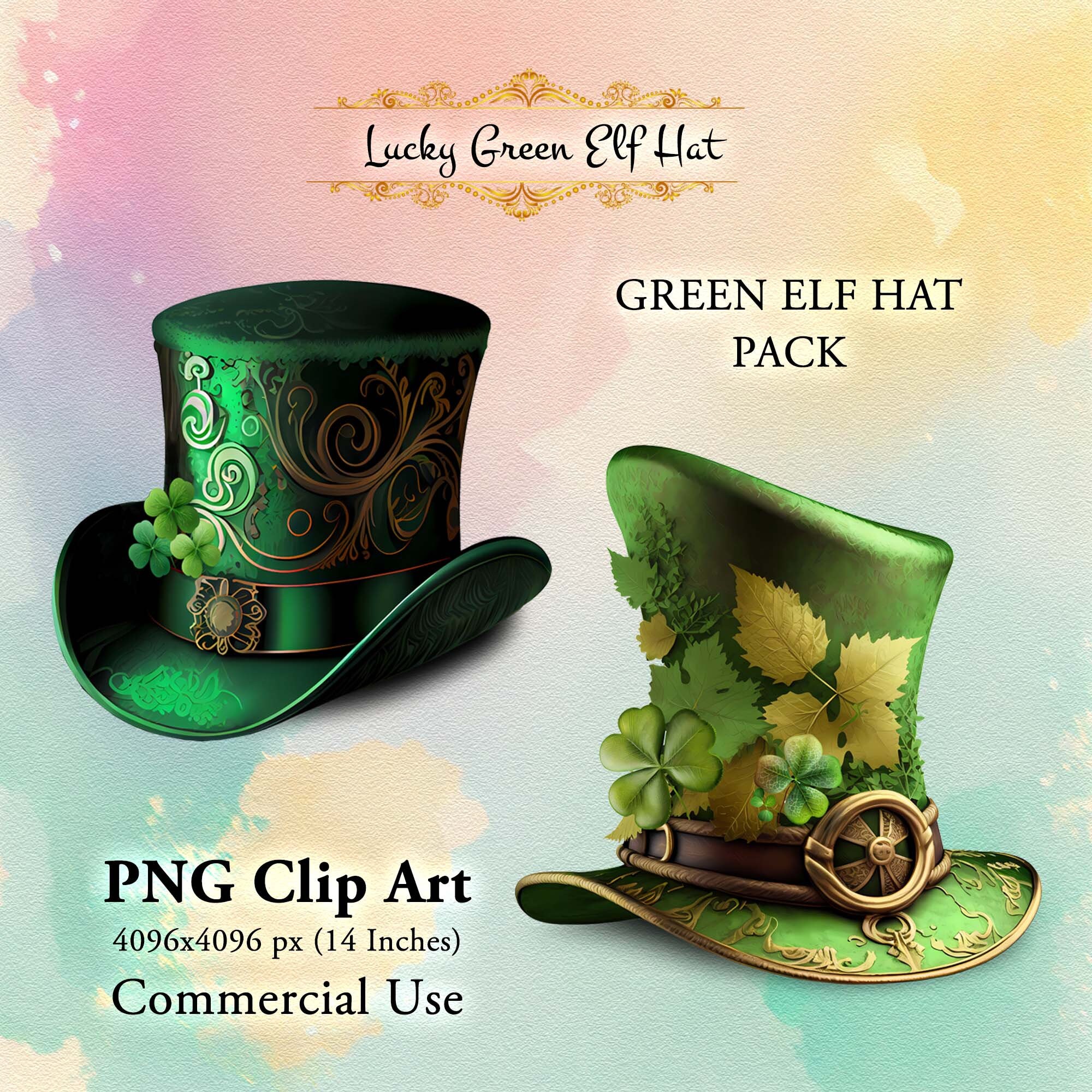 6 Lucky Green Elf Hat Clipart, Sublimation, Transparent PNG, Full ...