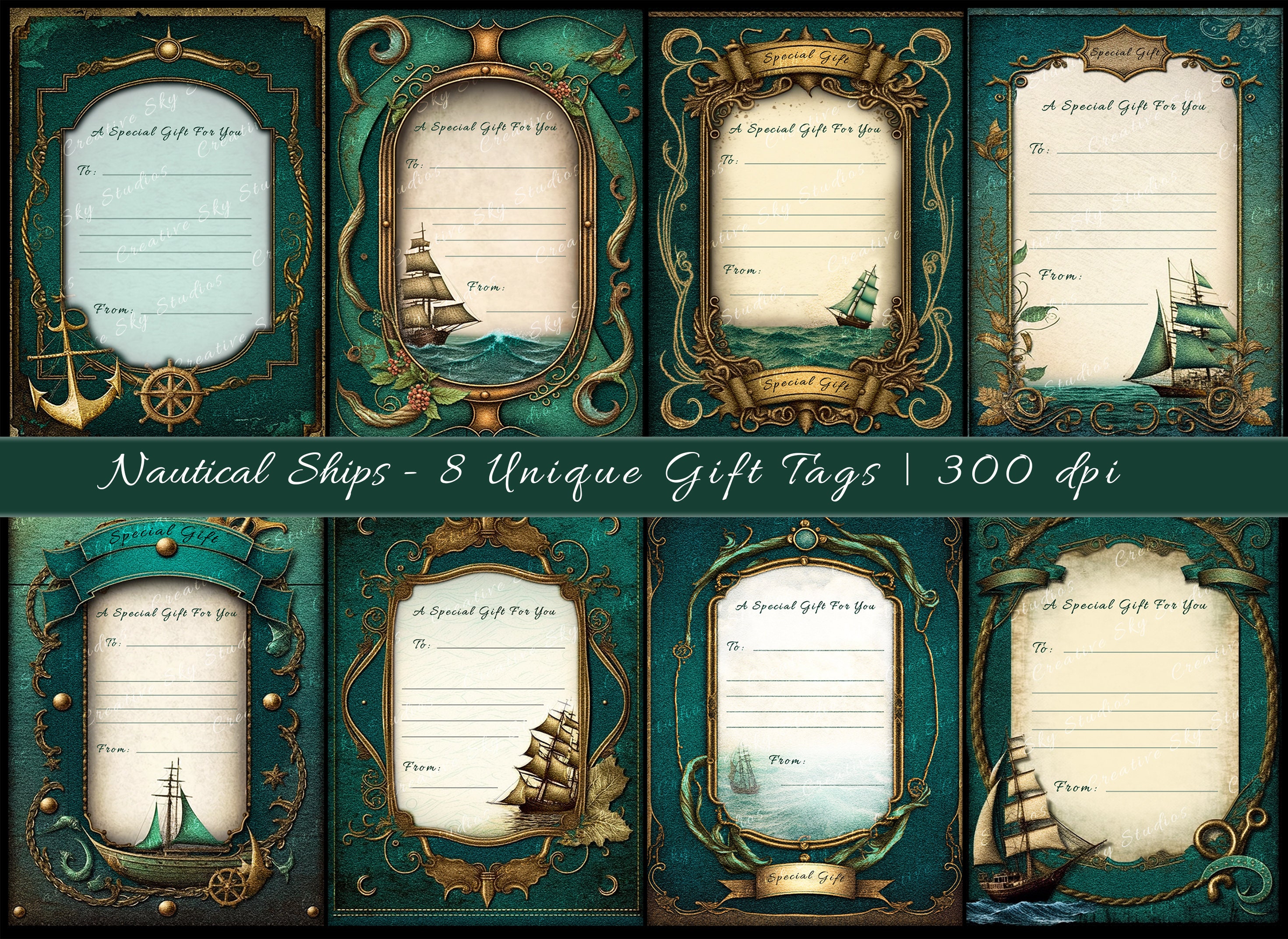 Vintage Nautical Ship ATC, Ship Journal Cards, Ship Gift Tags, Nautical ...